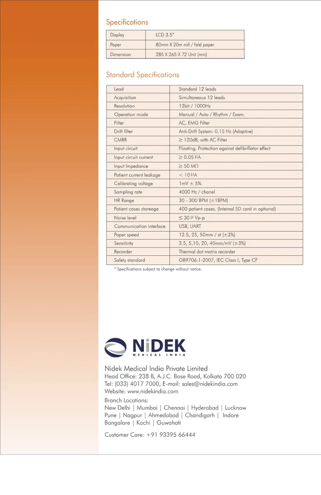 Nidek Non Portable Model 703 ECG Machines, 3 Channels - Medical Devices